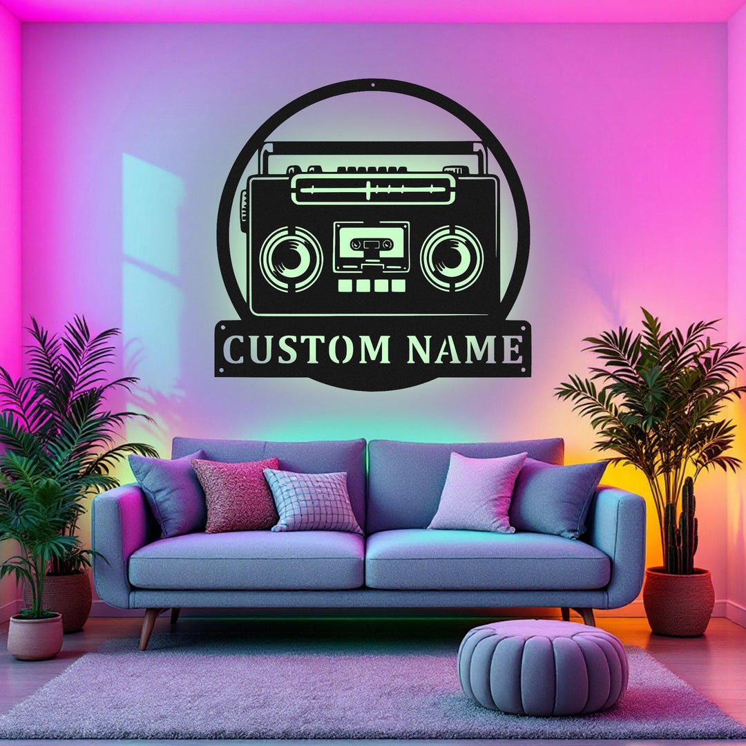 Custom Retro Radio Metal Wall Art With LED Light, Personalized Radio ...