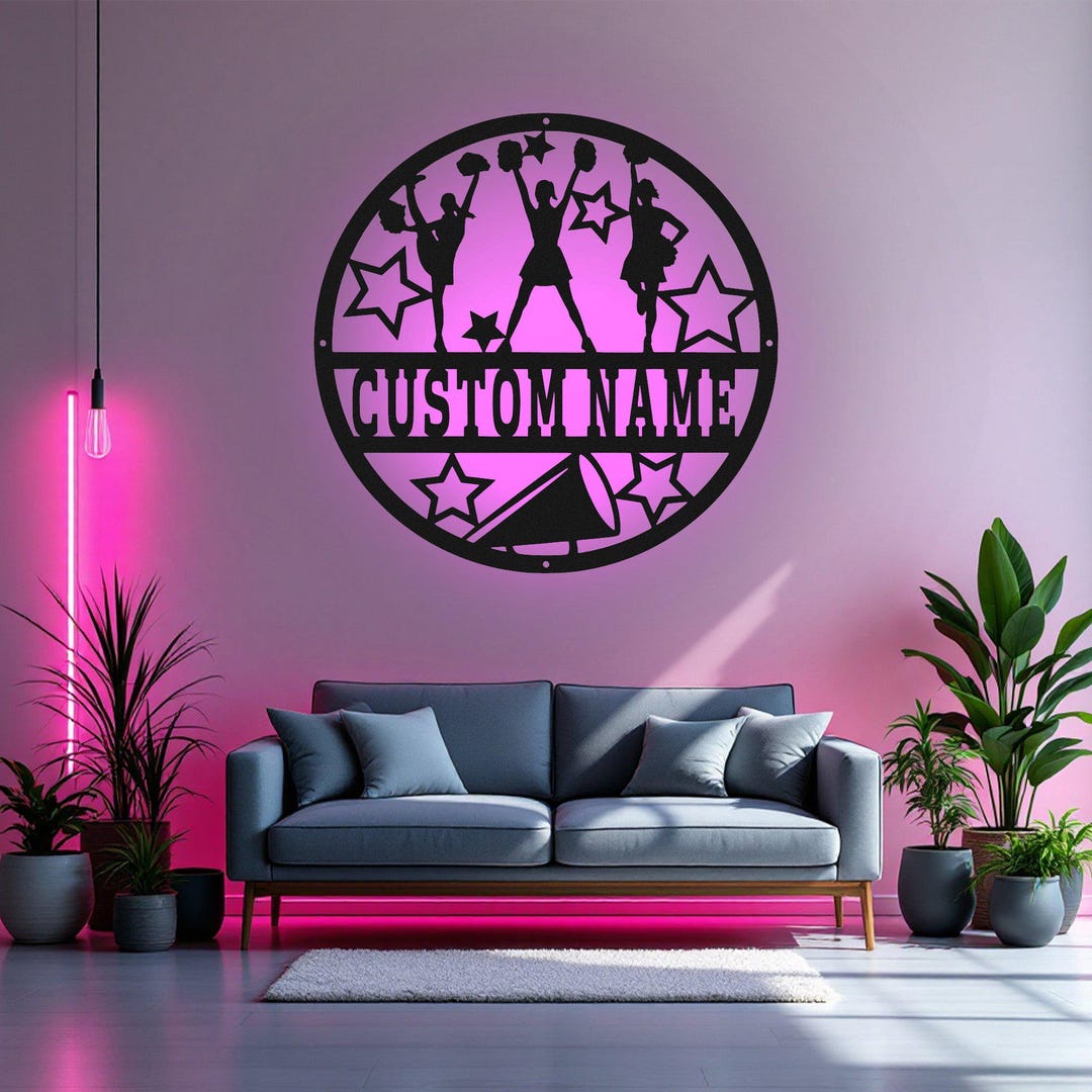 Custom Cheerleading Metal Wall Art With LED Light, Personalized ...