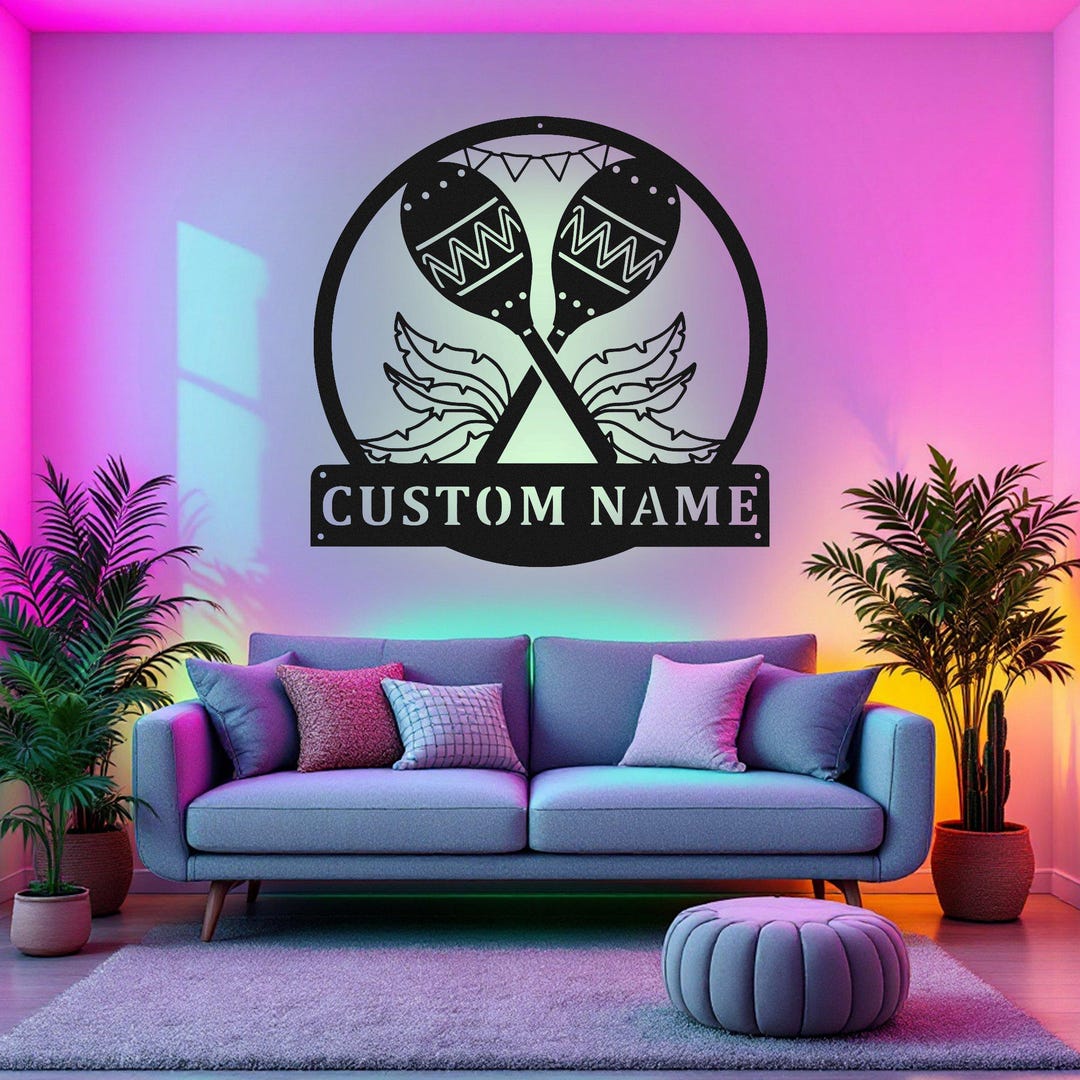 Custom Maracas Metal Wall Art With LED Light, Personalized Maracas ...