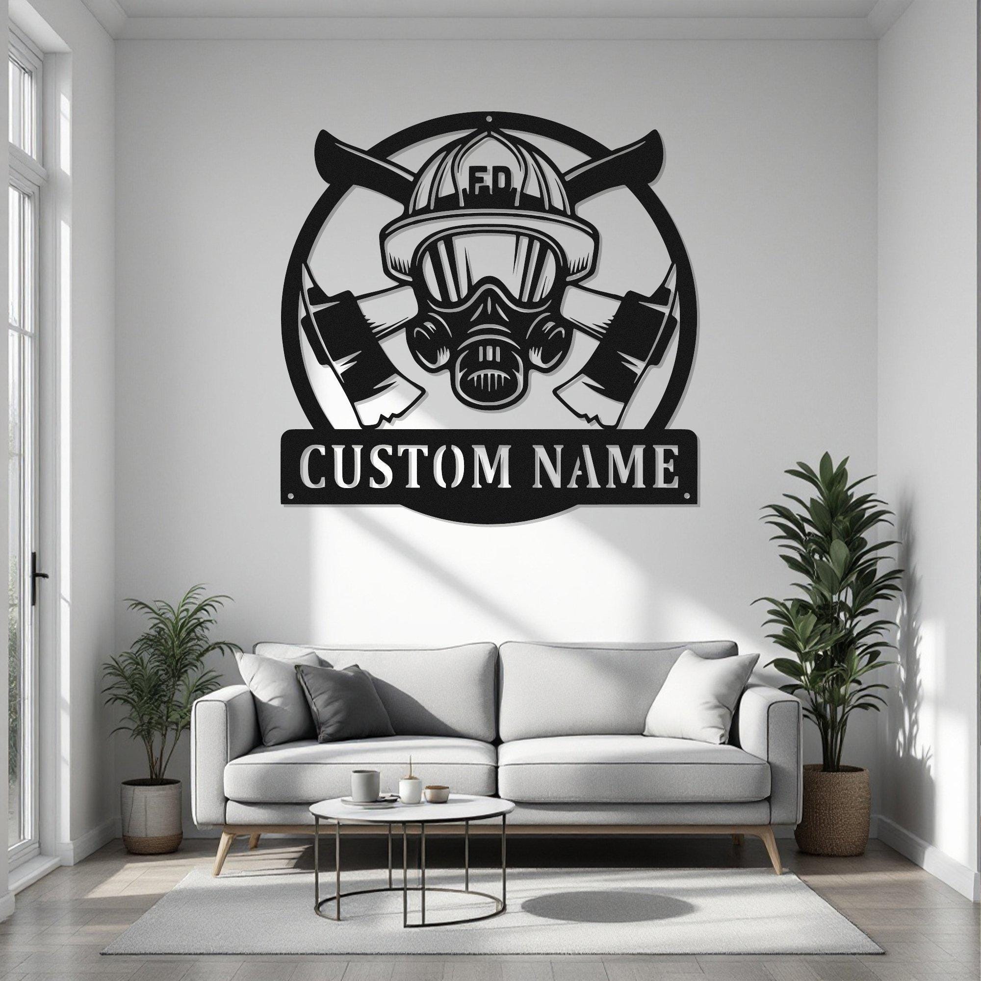 Custom Fire Department Metal Wall Art With LED Light, Personalized ...