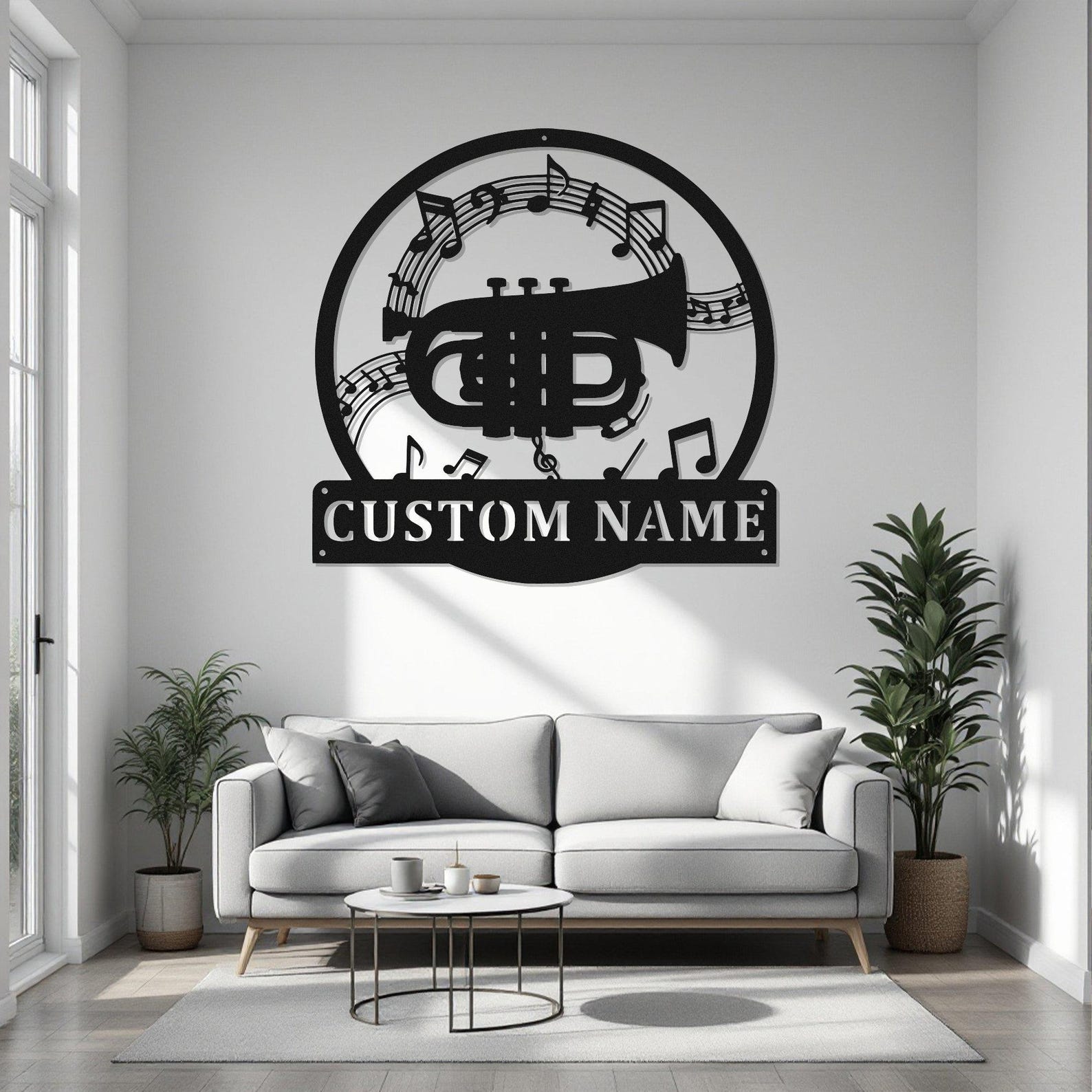 Custom Pocket Trumpet Musical Instrument Metal Wall Art With LED Light ...