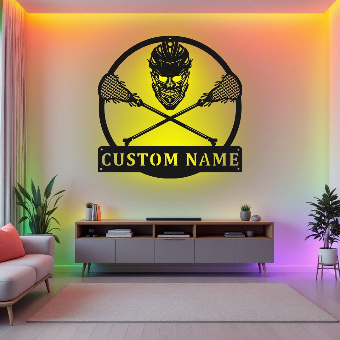Custom Lacrosse Metal Wall Art With LED Light, Personalized Lacrosse ...