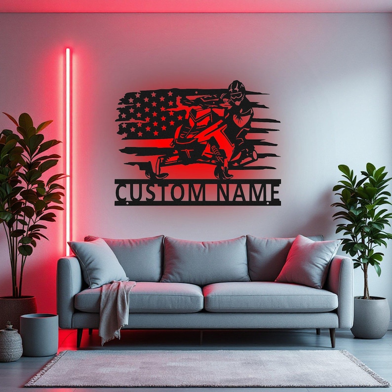 Custom US Snowmobile Metal Wall Art With LED Light, Personalized ...