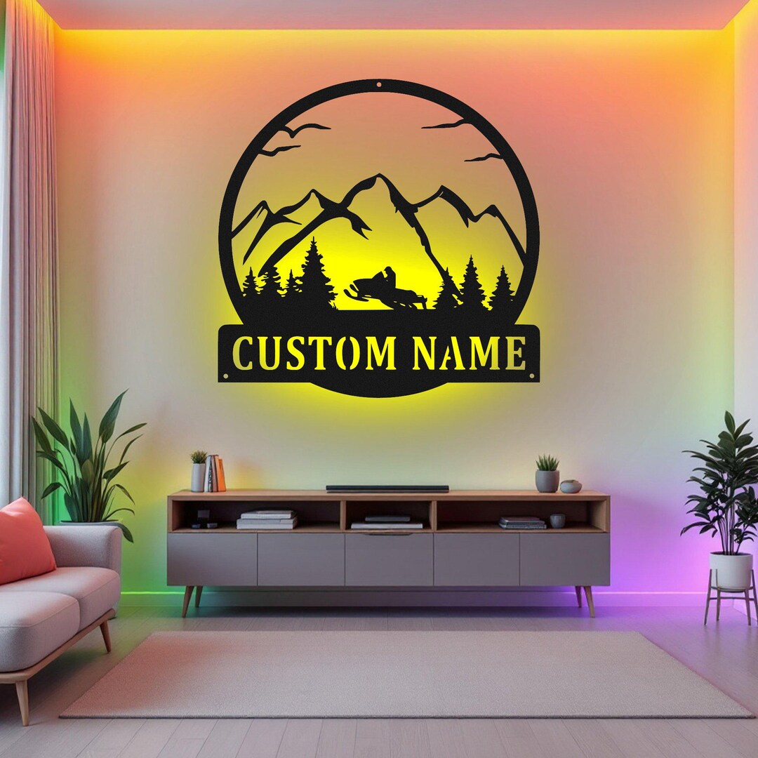 Custom Snowmobile Metal Wall Art With LED Light, Personalized ...
