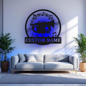 Custom Pocket Trumpet Musical Instrument Metal Wall Art With LED Light ...