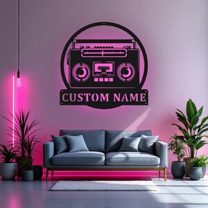 Custom Retro Radio Metal Wall Art With LED Light, Personalized Radio ...