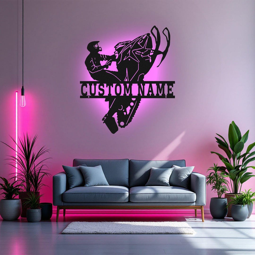 Custom Snowmobile Metal Wall Art With LED Light, Personalized ...