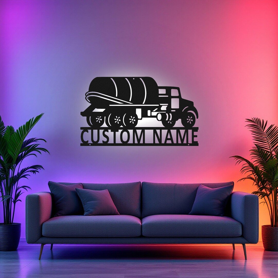 Custom Septic Truck Metal Wall Art With LED Light, Personalized Septic ...