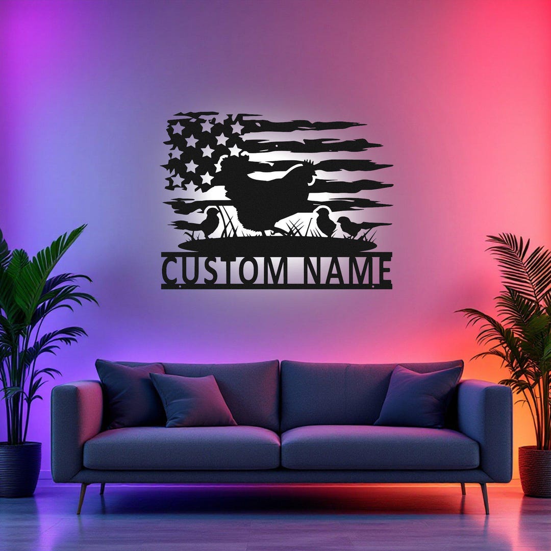 Custom US Chicken Farm Metal Wall Art With LED Light, Personalized ...