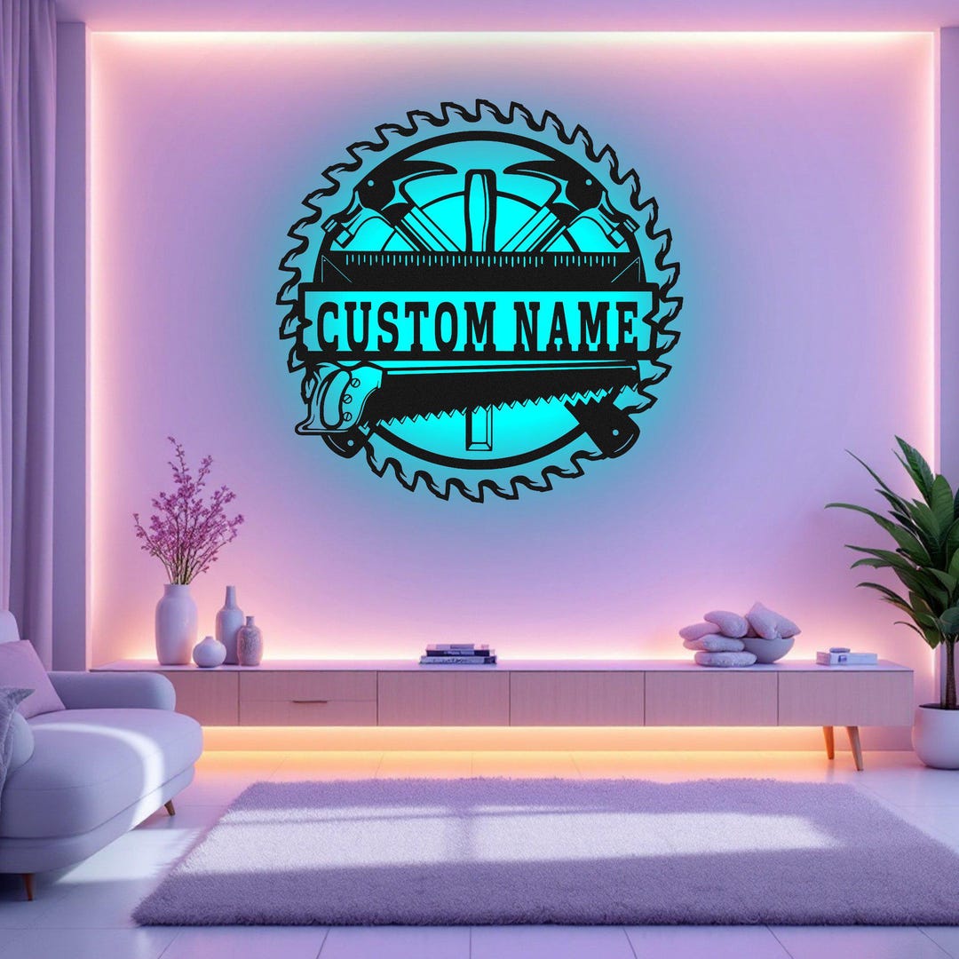 Custom Carpenter Repair Tools Metal Wall Art With LED Light ...