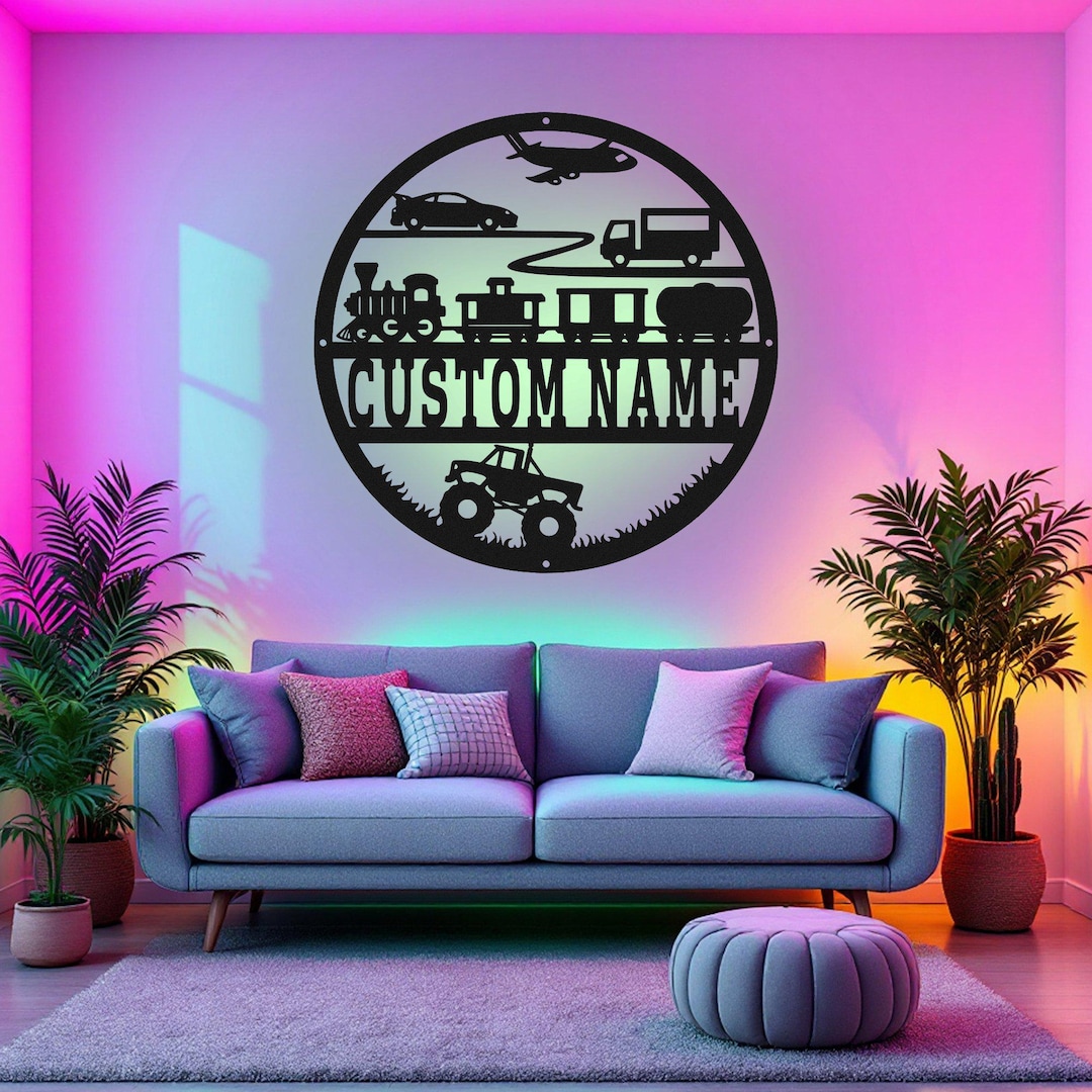Custom Transport Metal Wall Art With LED Light, Personalized Transport ...