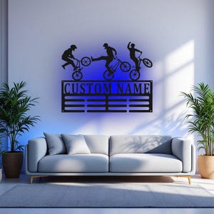 Custom BMX Medal Holder LED Light, Personalized Bicycle Motocross ...