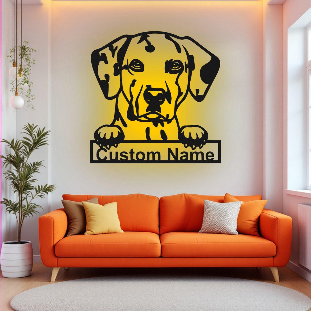 Custom Dalmatian Metal Wall Art With LED Light, Personalized Dalmatian ...