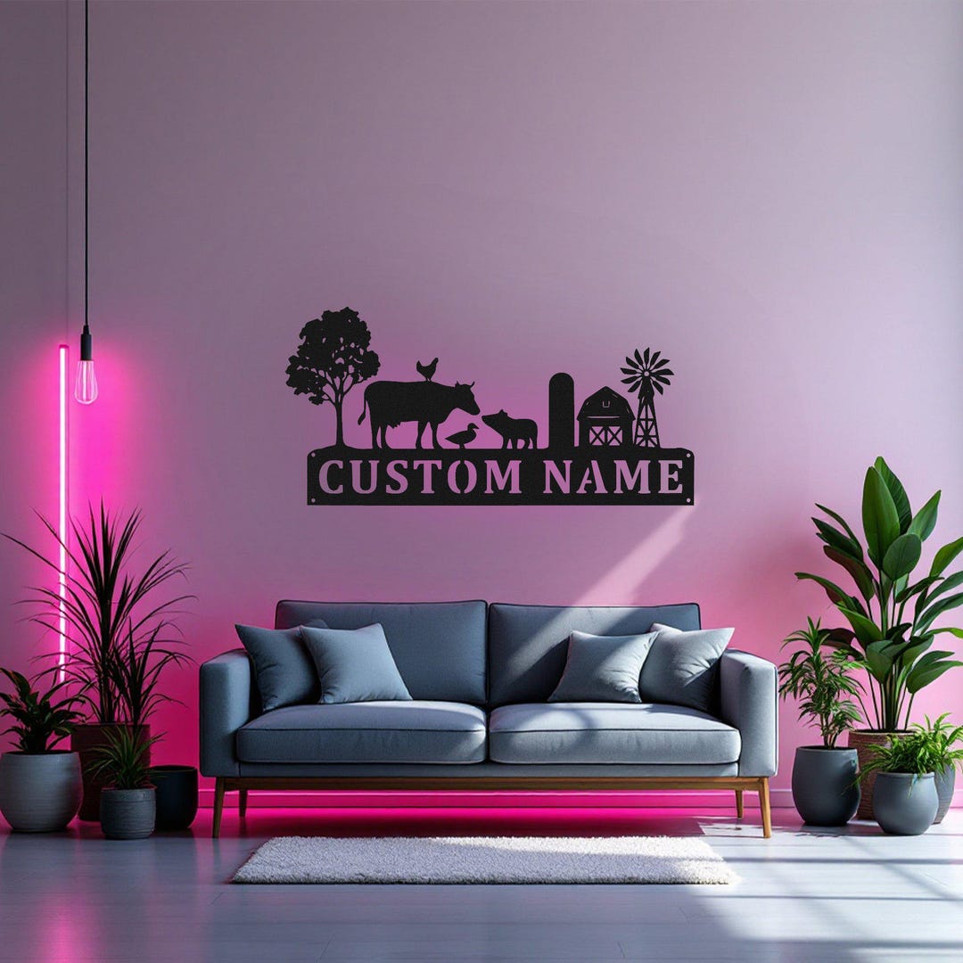 Custom Farm Animal Metal Sign With LED Light, Personalized Farm Animal ...