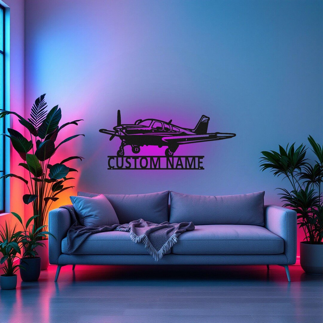 Custom Airplane Metal Wall Art With LED Light, Personalized Airplane ...