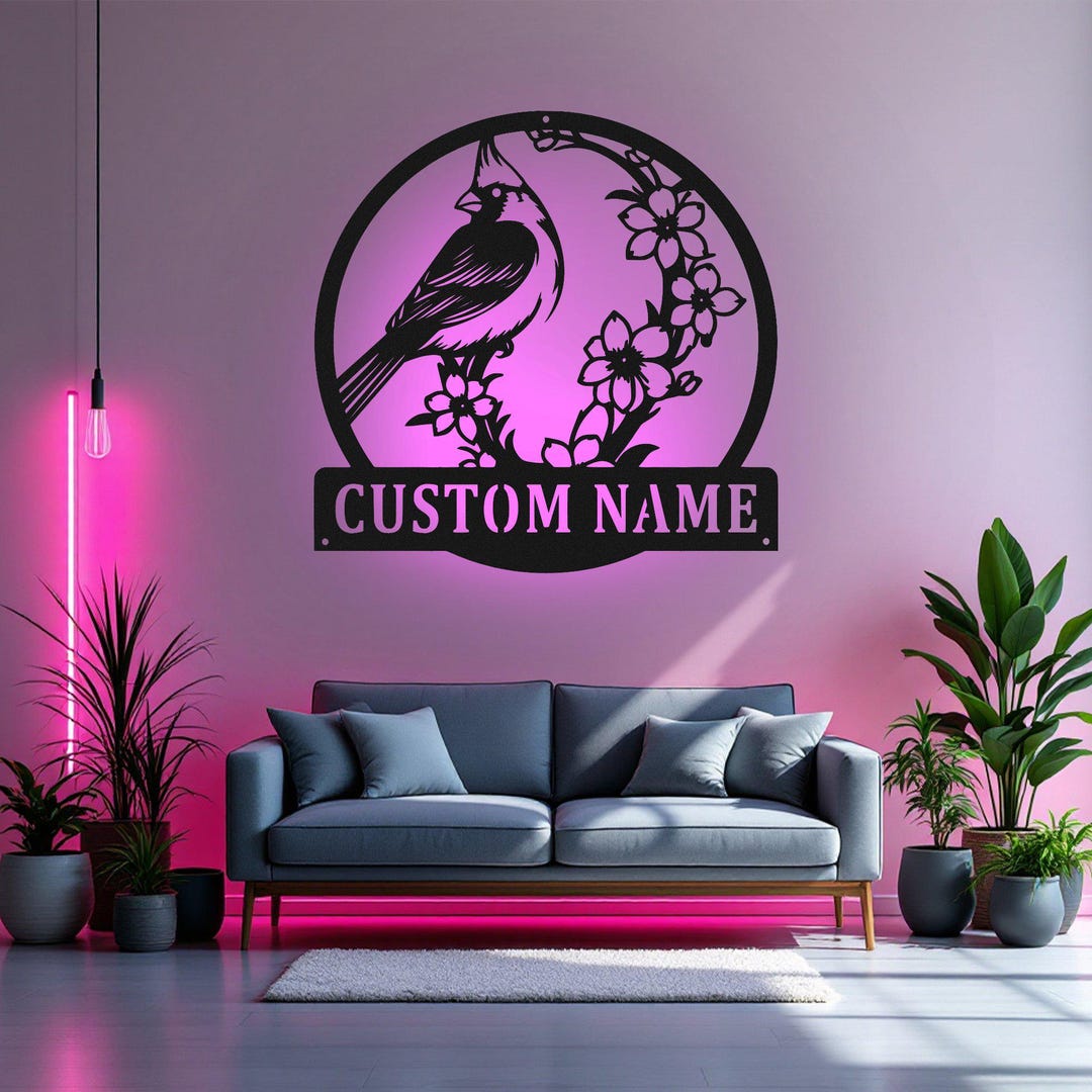 Custom Cardinal Bird Metal Sign With LED Light, Personalized Cardinal ...