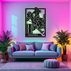 Custom Female Barrel Racing Signage Metal Sign With LED Light ...