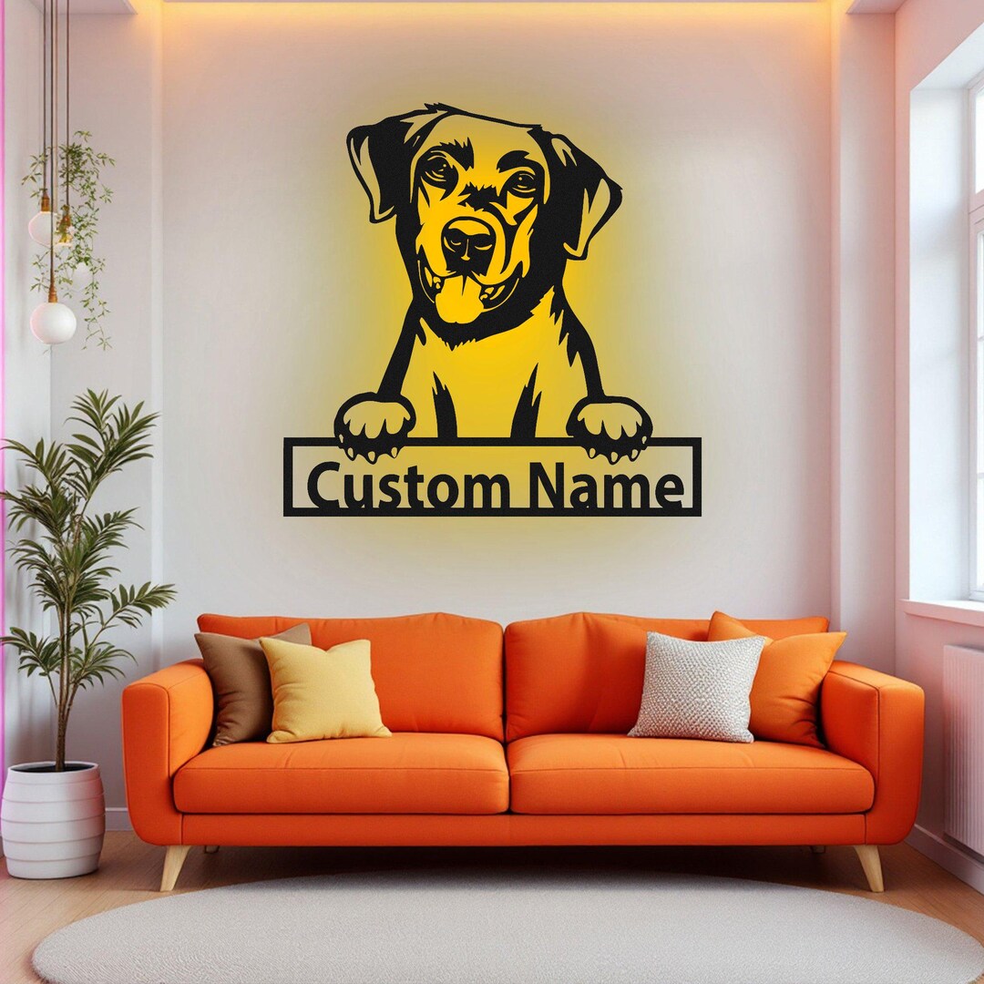 Custom Labrador Retriever Metal Wall Art With LED Light, Personalized ...