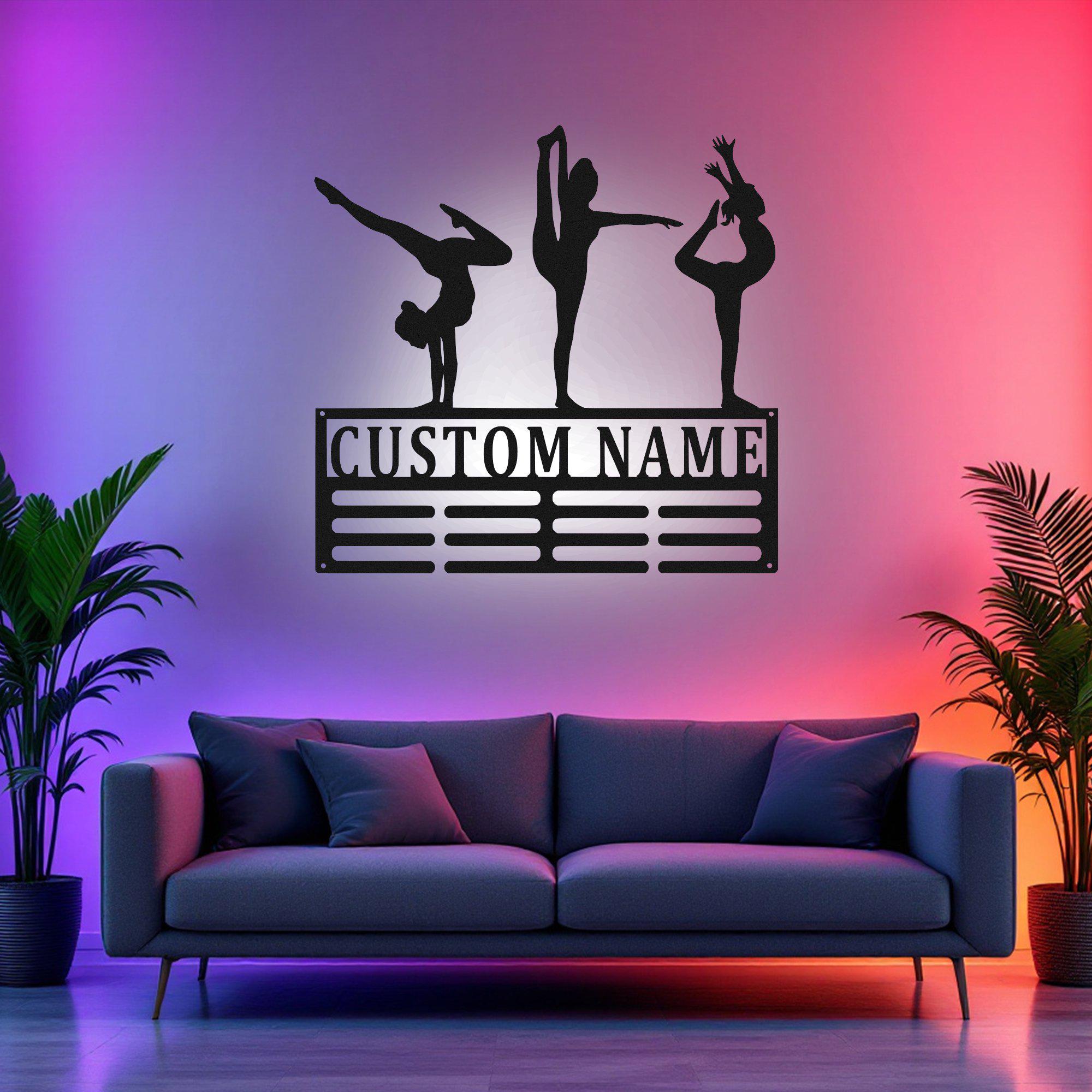 Custom Gymnastics Medal Holder LED Light, Personalized Gymnast Name ...