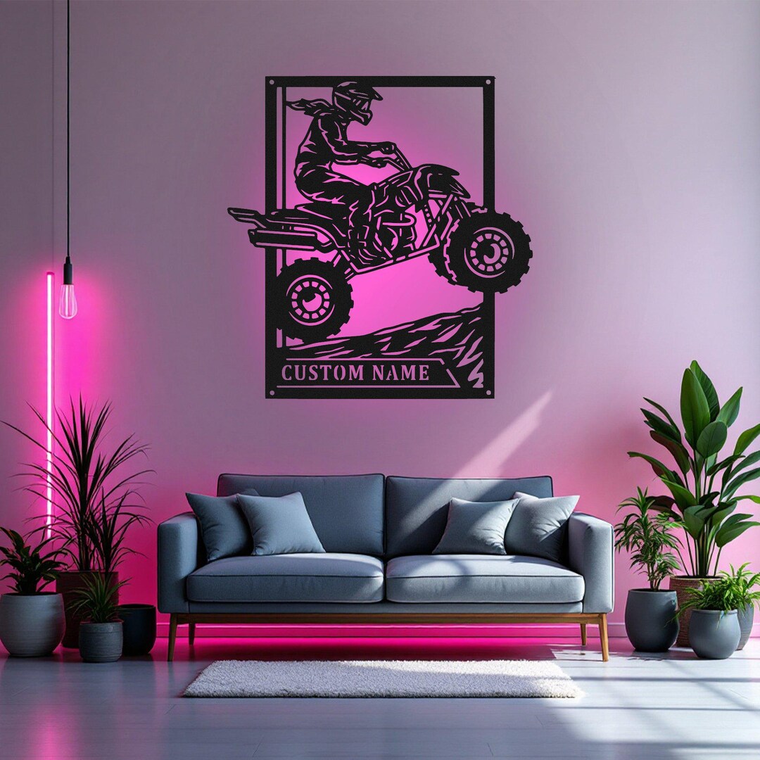 Custom Female Quad Racing Signage Metal Wall Art With LED Light ...