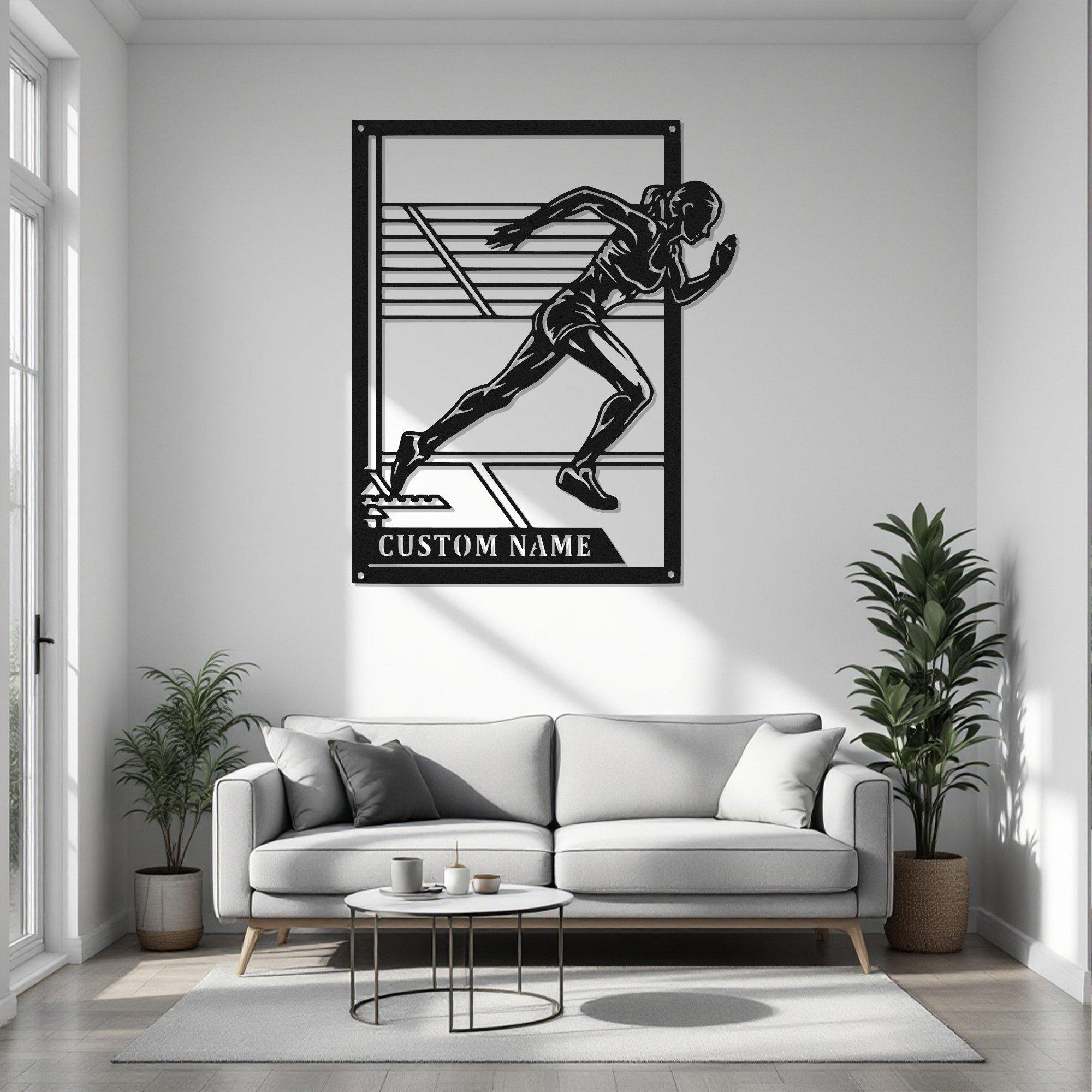 Custom Female Track and Field Signage Metal Sign With LED Light ...