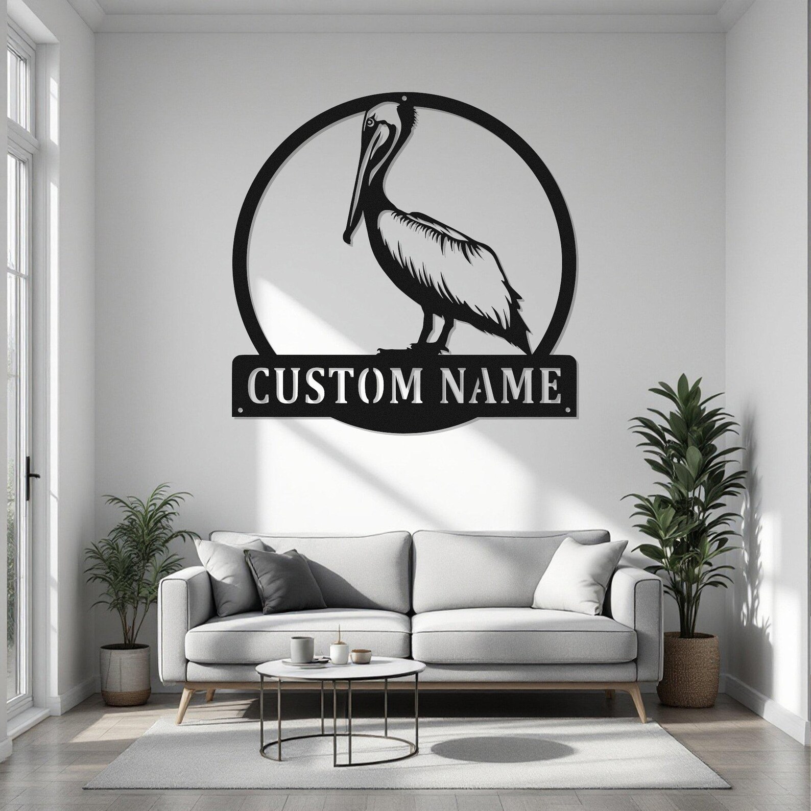 Custom Pelican Metal Wall Art With LED Light, Personalized Pelican Name ...