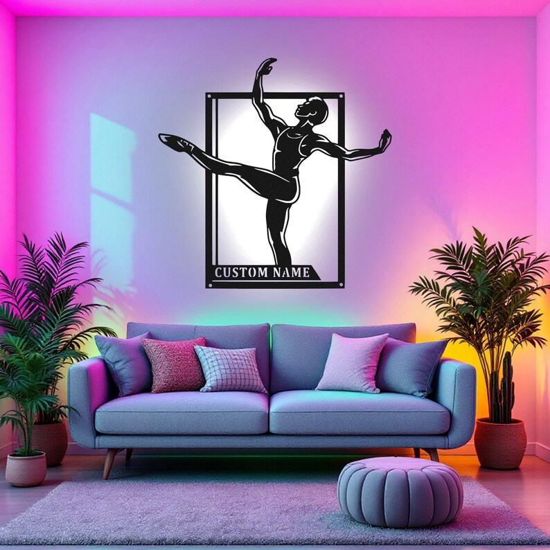 Custom Male Ballet Signage Metal Wall Art With LED Light, Personalized ...
