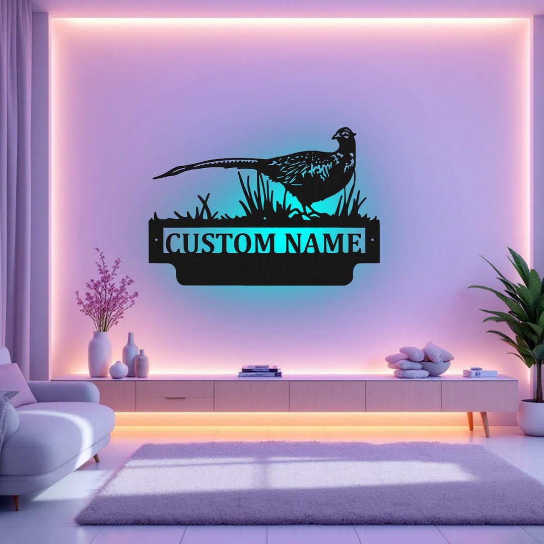 Custom Pheasant Metal Wall Art With LED Light, Personalized Pheasant ...