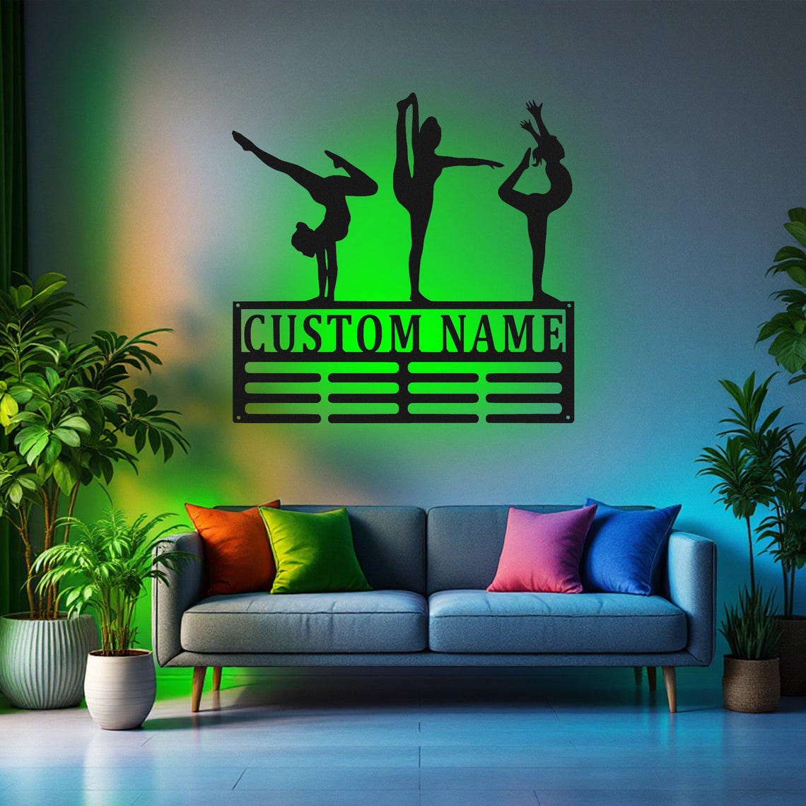 Custom Gymnastics Medal Holder LED Light, Personalized Gymnast Name ...