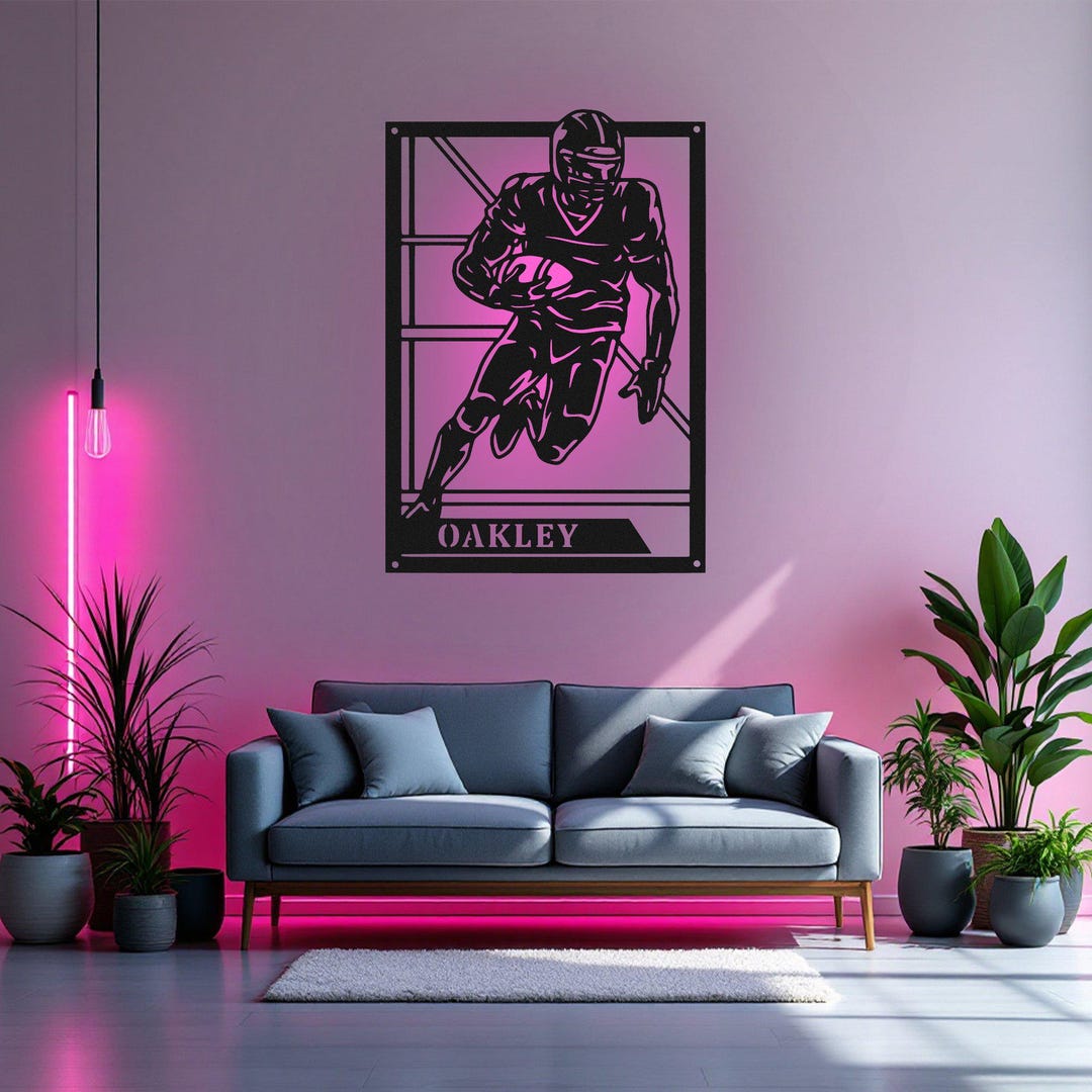 Custom Male Football Signage Metal Sign With LED Light, Personalized ...