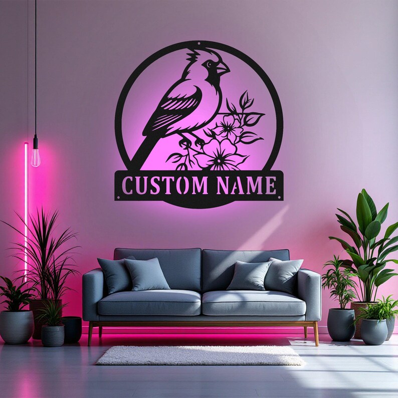 Custom Cardinal Bird Metal Sign With LED Light, Personalized Cardinal ...