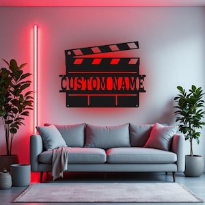Custom Clapperboard Metal Wall Art With LED Light, Personalized Movie ...