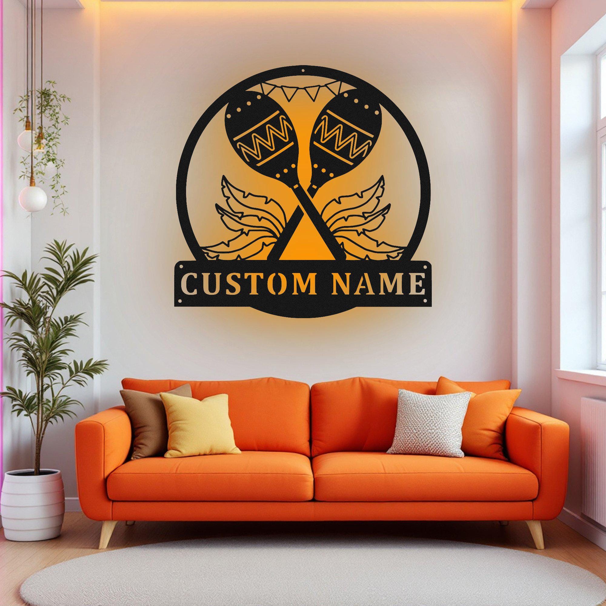 Custom Maracas Metal Wall Art With LED Light, Personalized Maracas ...