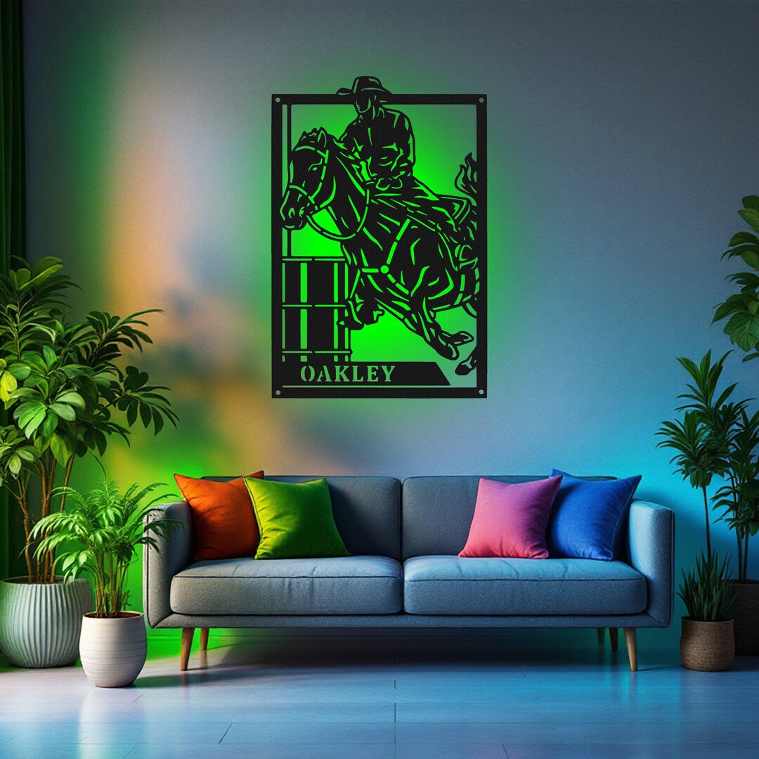 Custom Male Barrel Racing Signage Metal Sign With LED Light ...