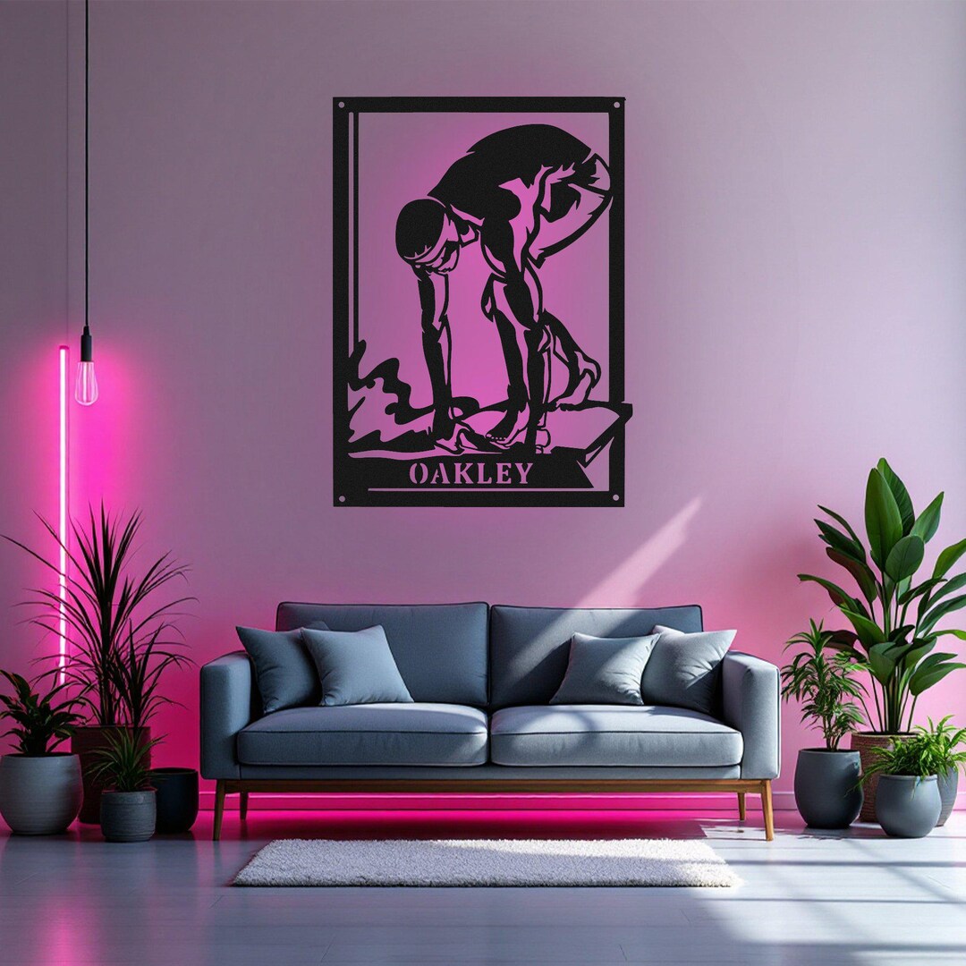 Custom Male Swimming Signage Metal Wall Art With LED Light ...