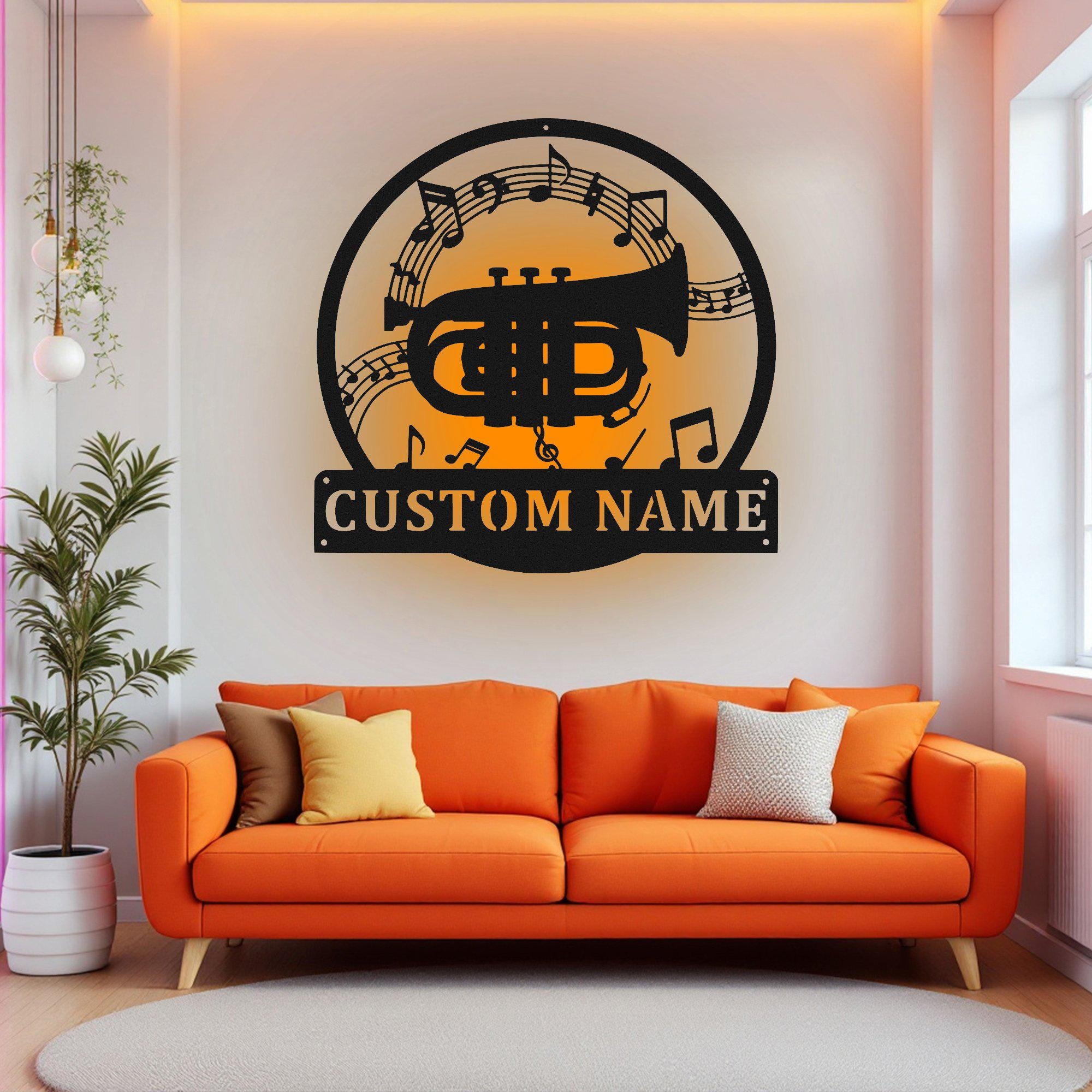 Custom Pocket Trumpet Musical Instrument Metal Wall Art With LED Light ...