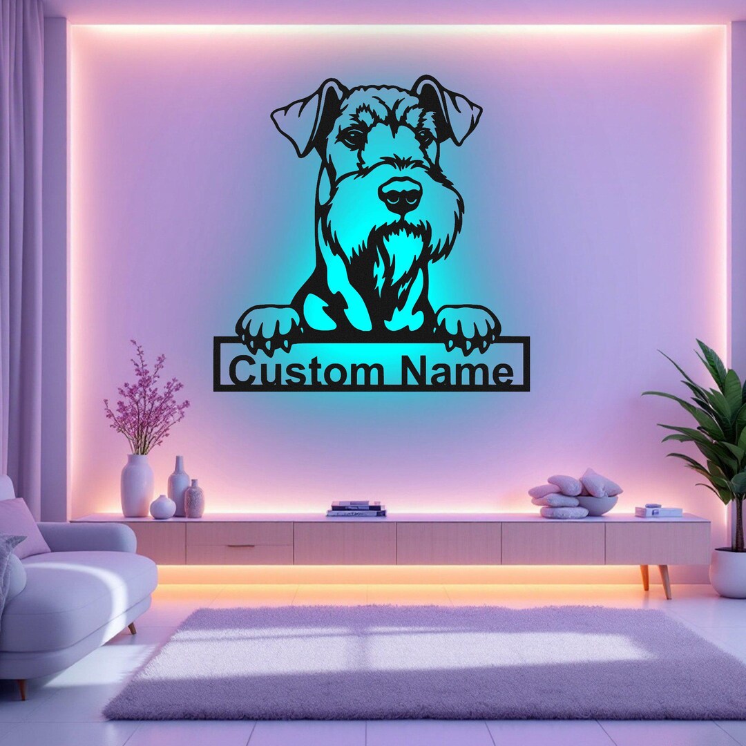 Custom Airedale Terrier Metal Wall Art With LED Light, Personalized ...
