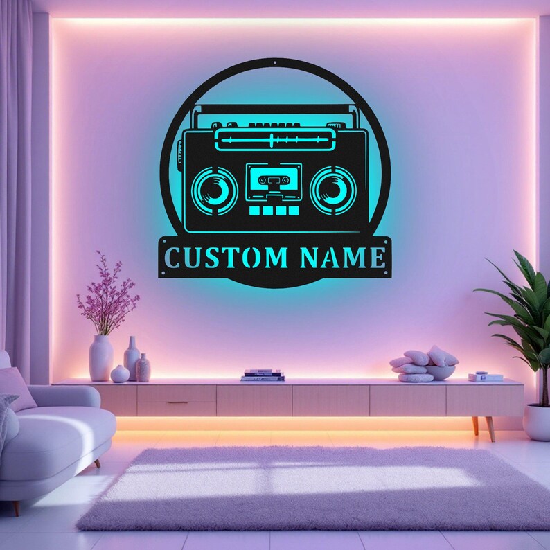 Custom Retro Radio Metal Wall Art With LED Light, Personalized Radio ...