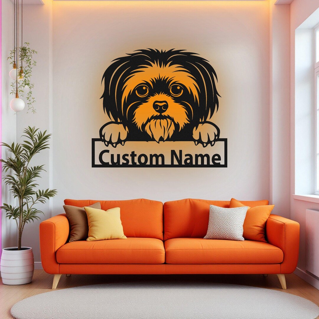 Custom Shih Tzu Metal Wall Art With LED Light, Personalized Shih Tzu ...