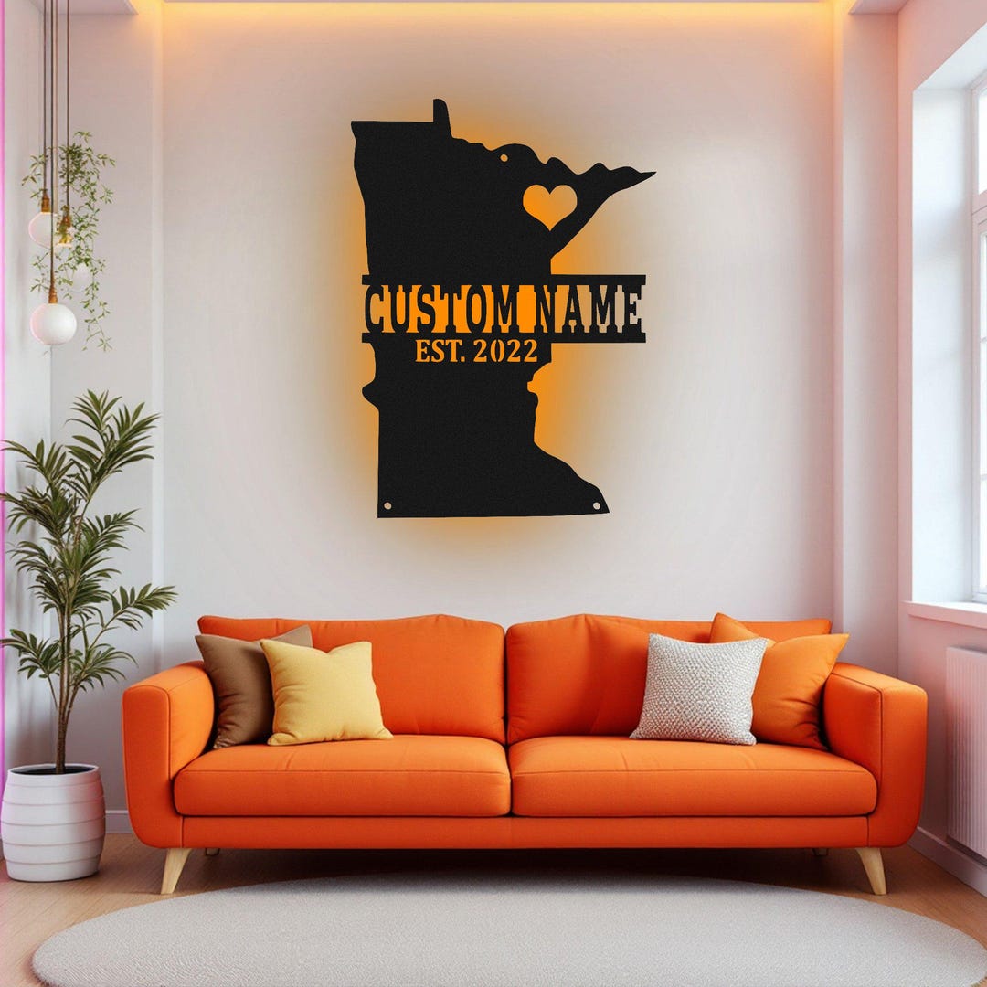 Custom Massachusetts Map Metal Wall Art With Led Light, Personalized ...