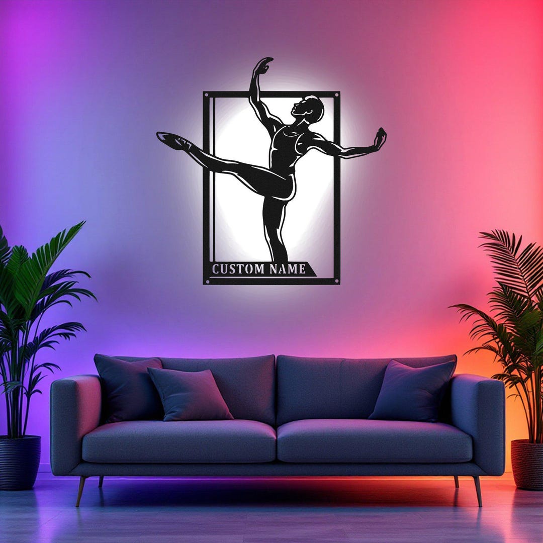 Custom Male Ballet Signage Metal Wall Art With LED Light, Personalized ...