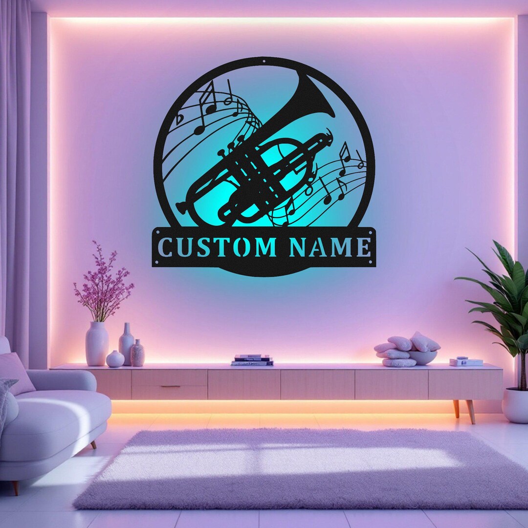 Custom Cornet Metal Wall Art With LED Light, Personalized Cornet ...
