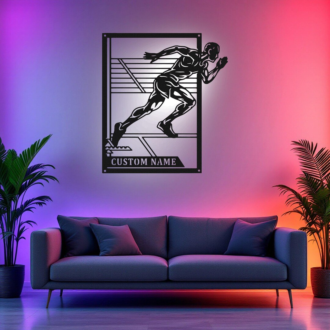 Custom Male Track and Field Signage Metal Sign With LED Light ...