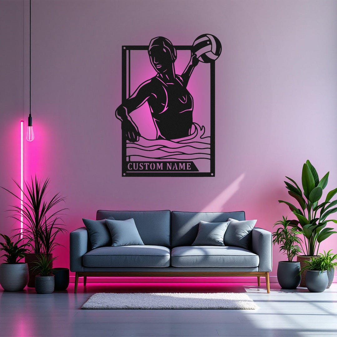 Custom Female Water Polo Signage Metal Sign With LED Light ...