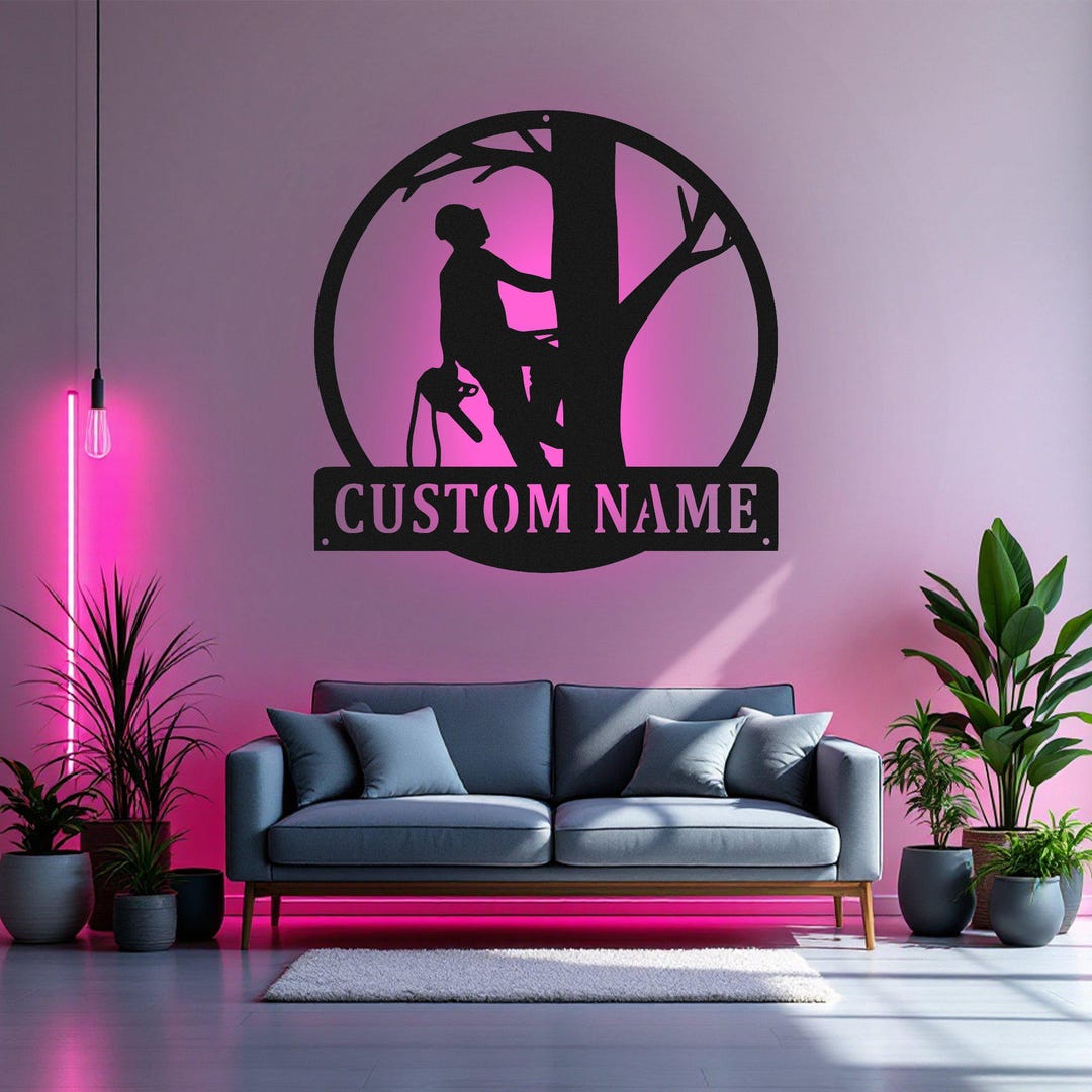 Custom Tree Arborist Metal Sign With LED Light, Personalized Tree ...