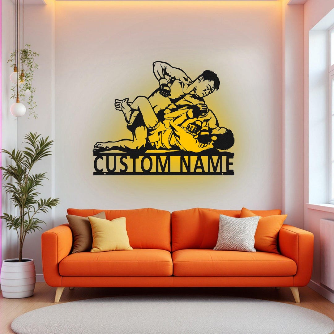 Custom MMA Fighter Metal Wall Art With LED Light, Personalized MMA ...