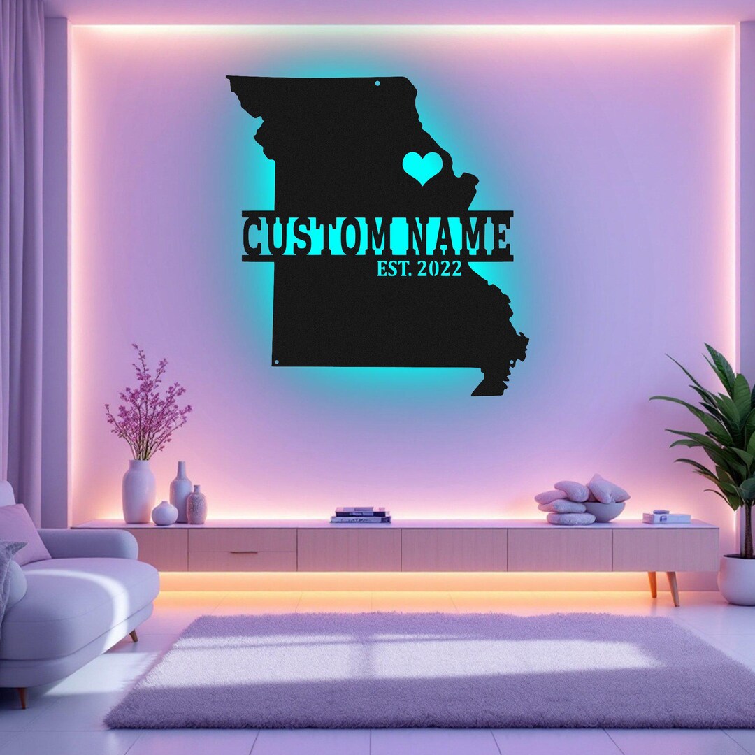 Custom Massachusetts Map Metal Wall Art With Led Light, Personalized ...