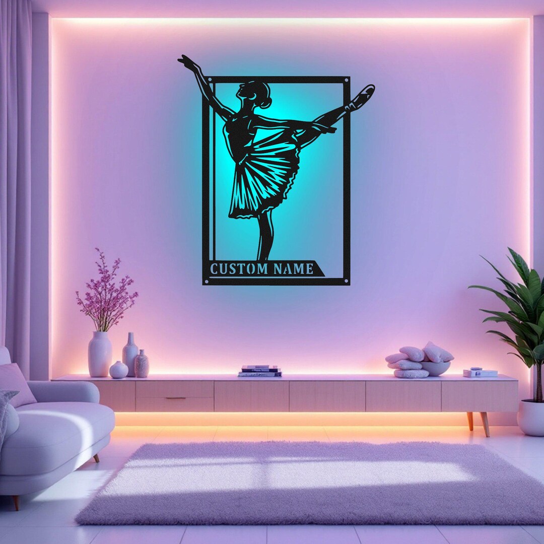 Custom Female Ballet Signage Metal Wall Art With LED Light ...