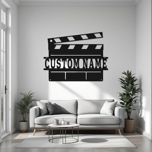 Custom Clapperboard Metal Wall Art With LED Light, Personalized Movie ...
