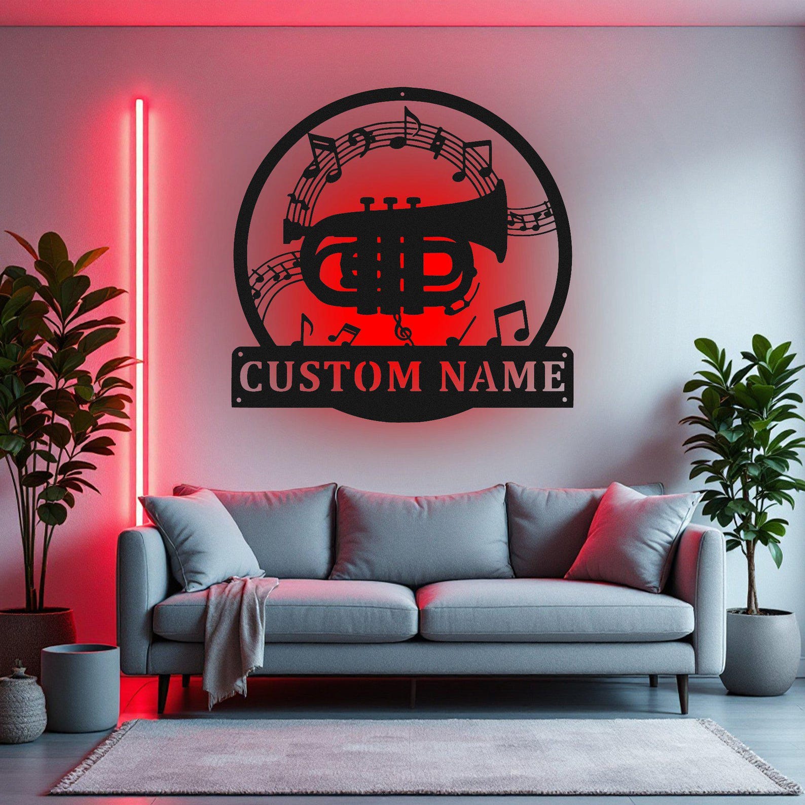 Custom Pocket Trumpet Musical Instrument Metal Wall Art With LED Light ...